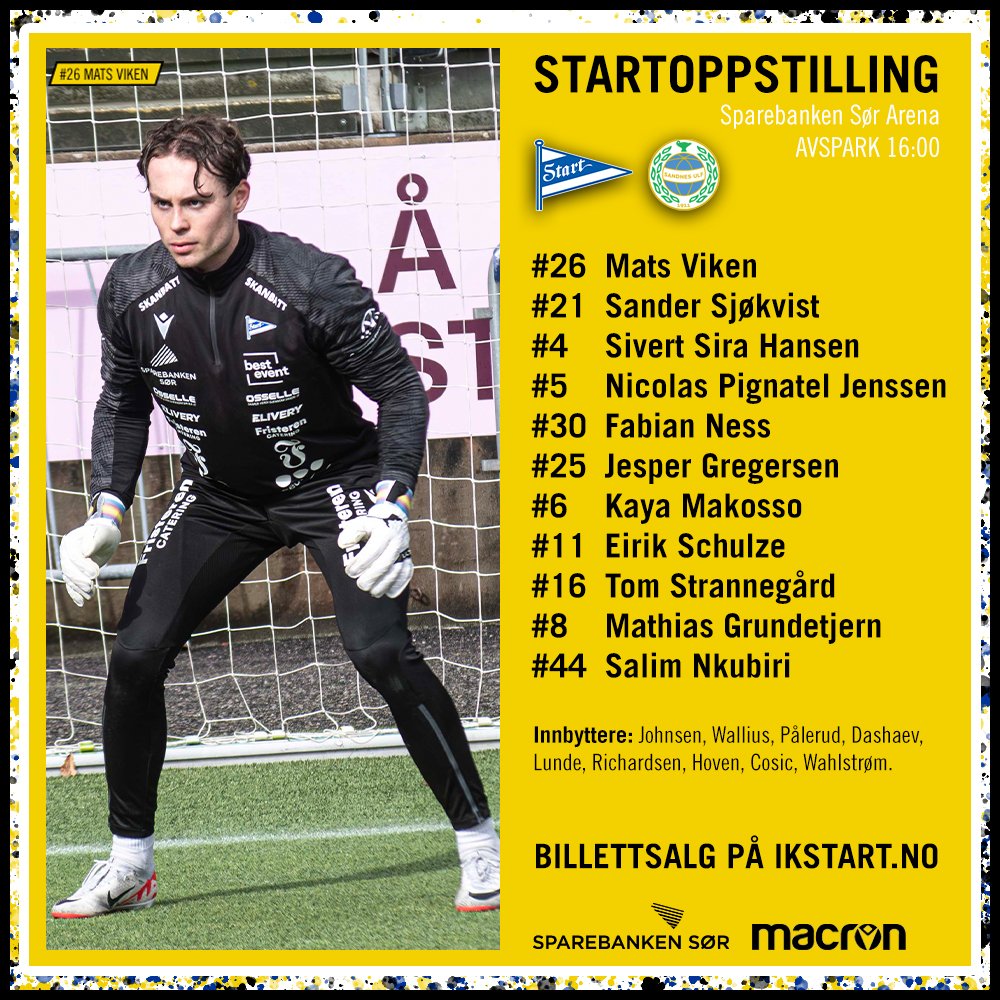 Disse starter hjemme mot Sandnes Ulf / Start